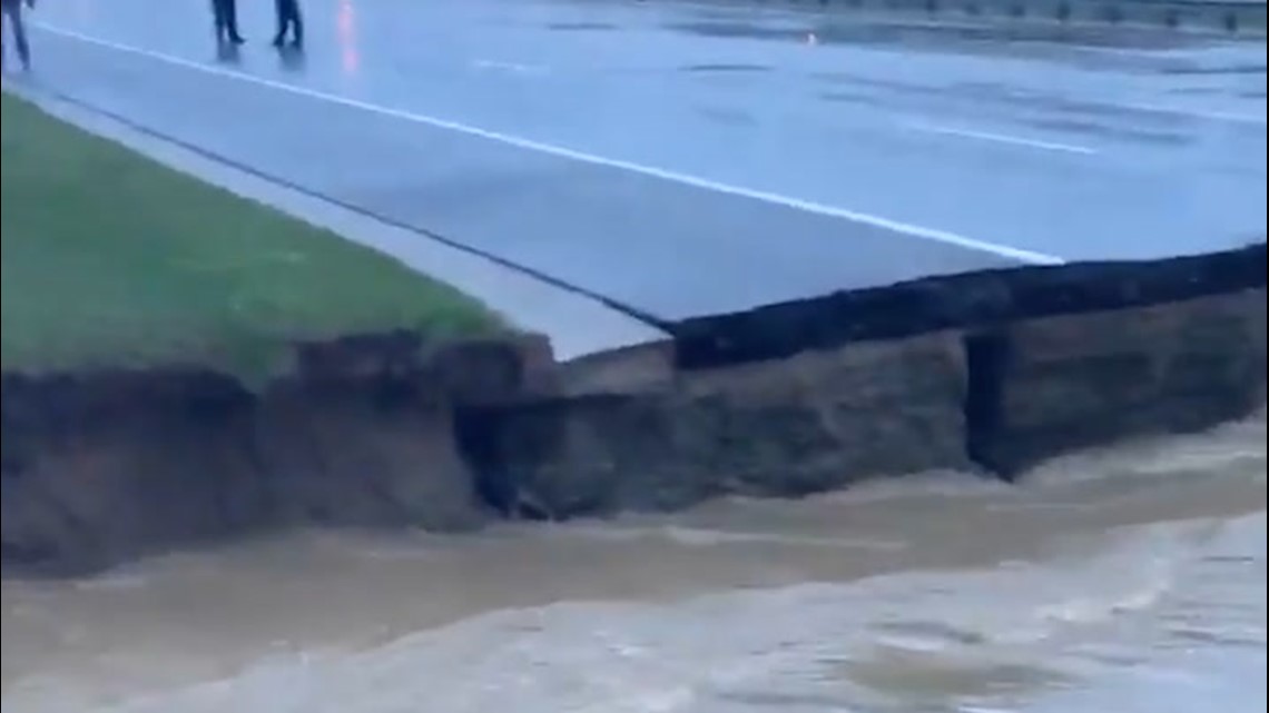 Road washed out by floodwaters | wltx.com