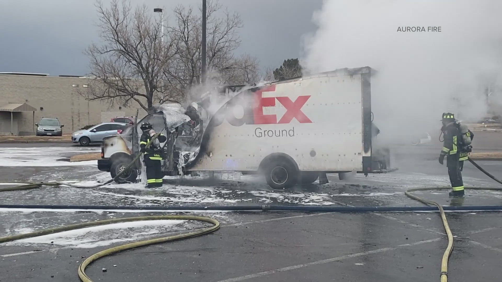 FedEx truck catches fire at Town Center at Aurora; driver escapes ...