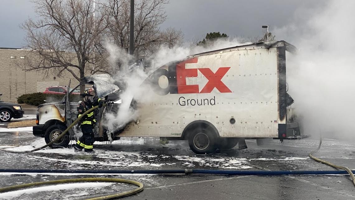 FedEx truck catches fire at Town Center at Aurora; driver escapes ...