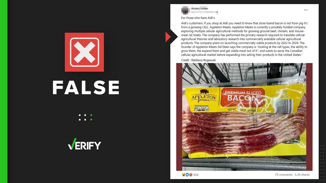 Fact-check: Aldi does not sell Appleton Meats lab-grown bacon | wltx.com