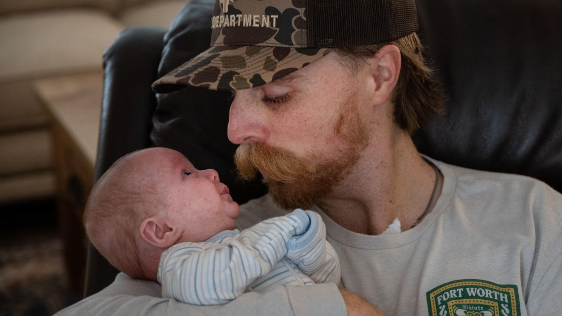 Fort Worth firefighter Caleb Halvorson reunites with premature son ...