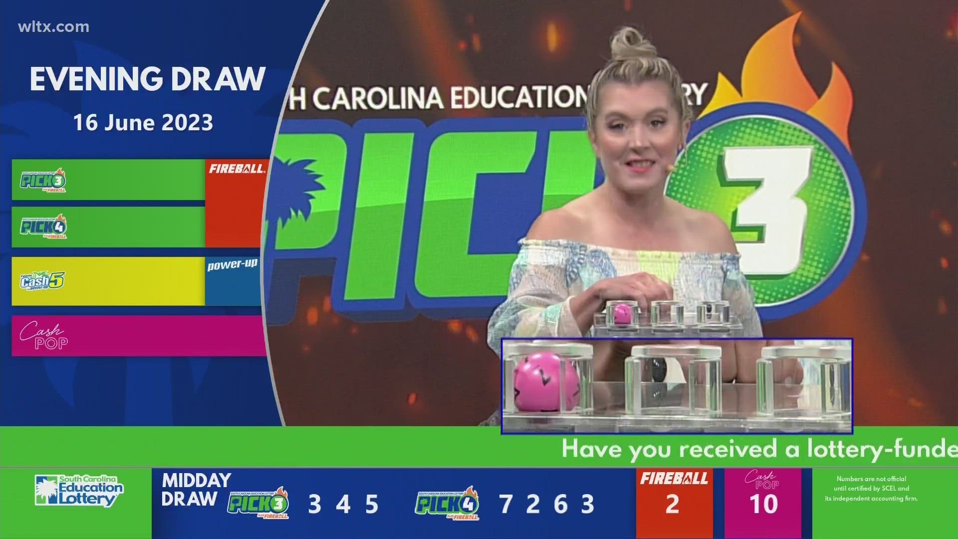 Evening SC lottery results for June 16, 2023 | wltx.com
