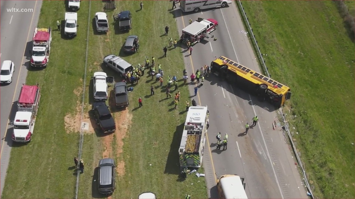 One dead in school bus accident on I-77 say troopers | wltx.com