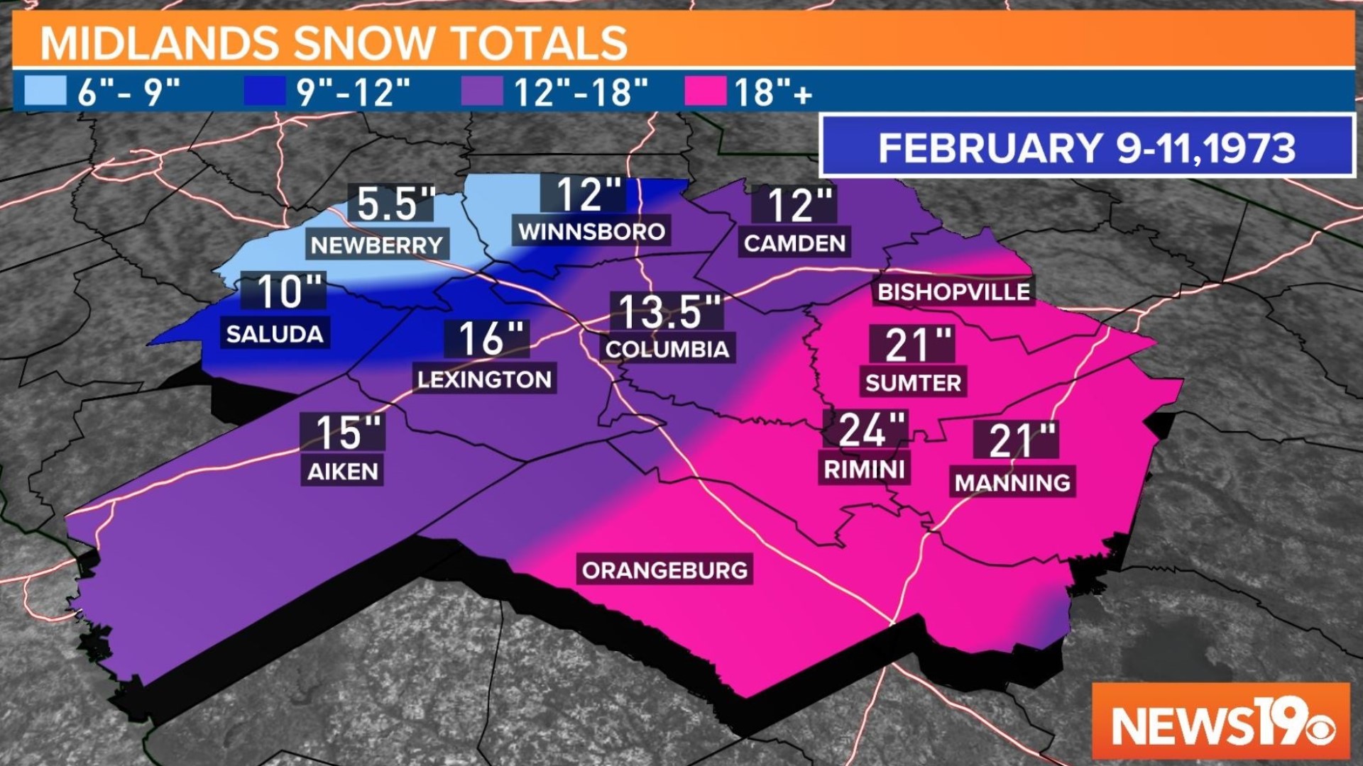 The snow of February 9-11, 1973 still unmatched | wltx.com
