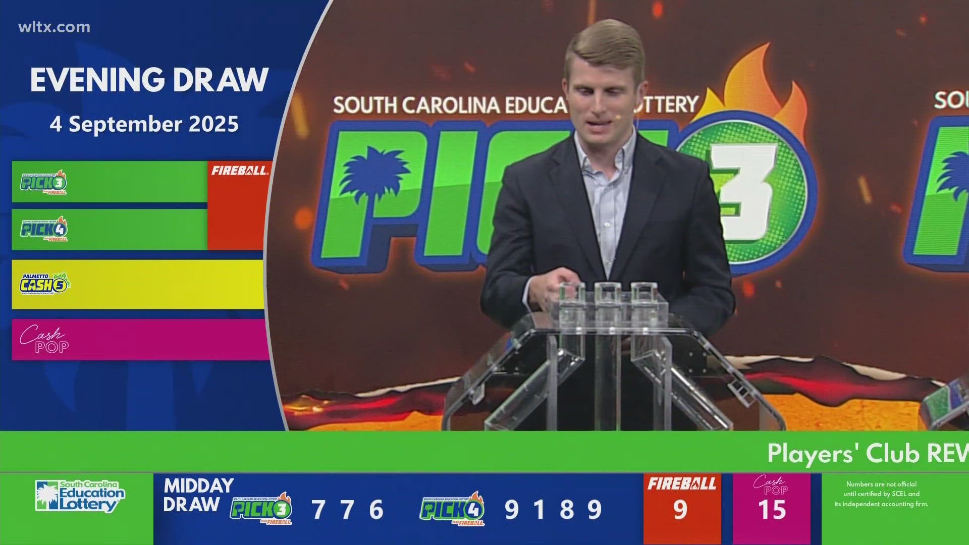 Evening SC winning lottery numbers for Sept. 4, 2025 | wltx.com