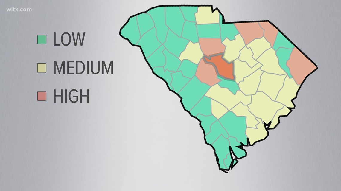 High COVID-19 levels in three Midlands counties | wltx.com