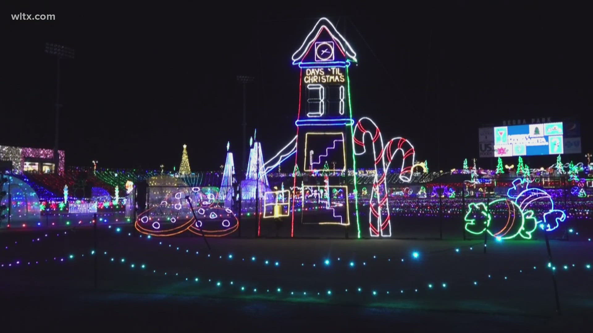 A look at the holiday lights at Segra Park | wltx.com