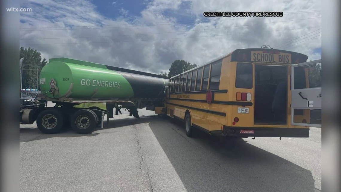School bus collides with gas tanker in Lee County | wltx.com