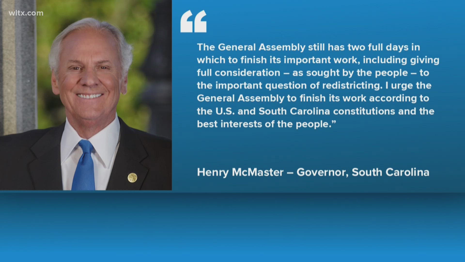Gov. McMaster speaks out on redistricting | wltx.com