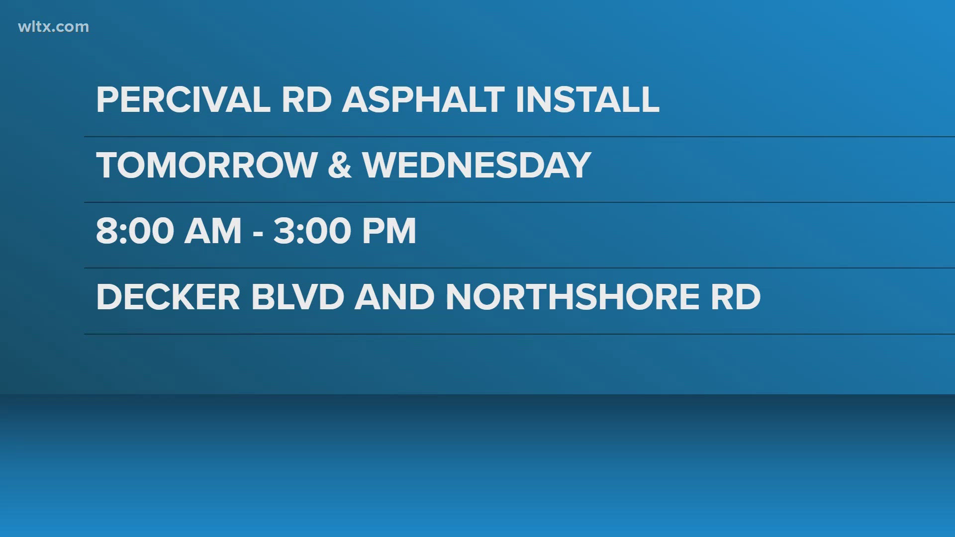 Expect traffic delays on Percival Road as road work continues | wltx.com