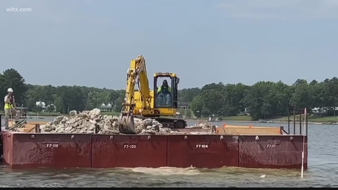Concrete from Wateree Dam repairs being used to build fish habitat in ...
