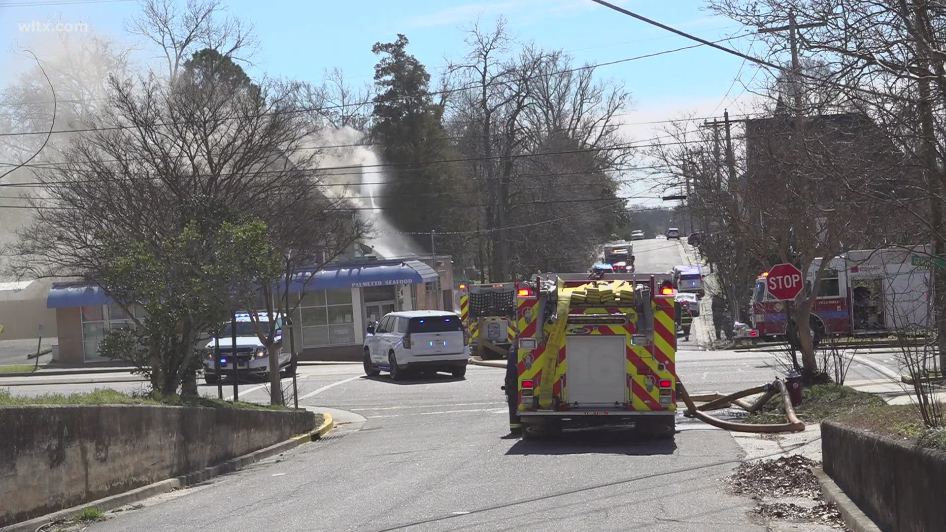 House fire blocks traffic along Gervais Street, near Five Points in ...