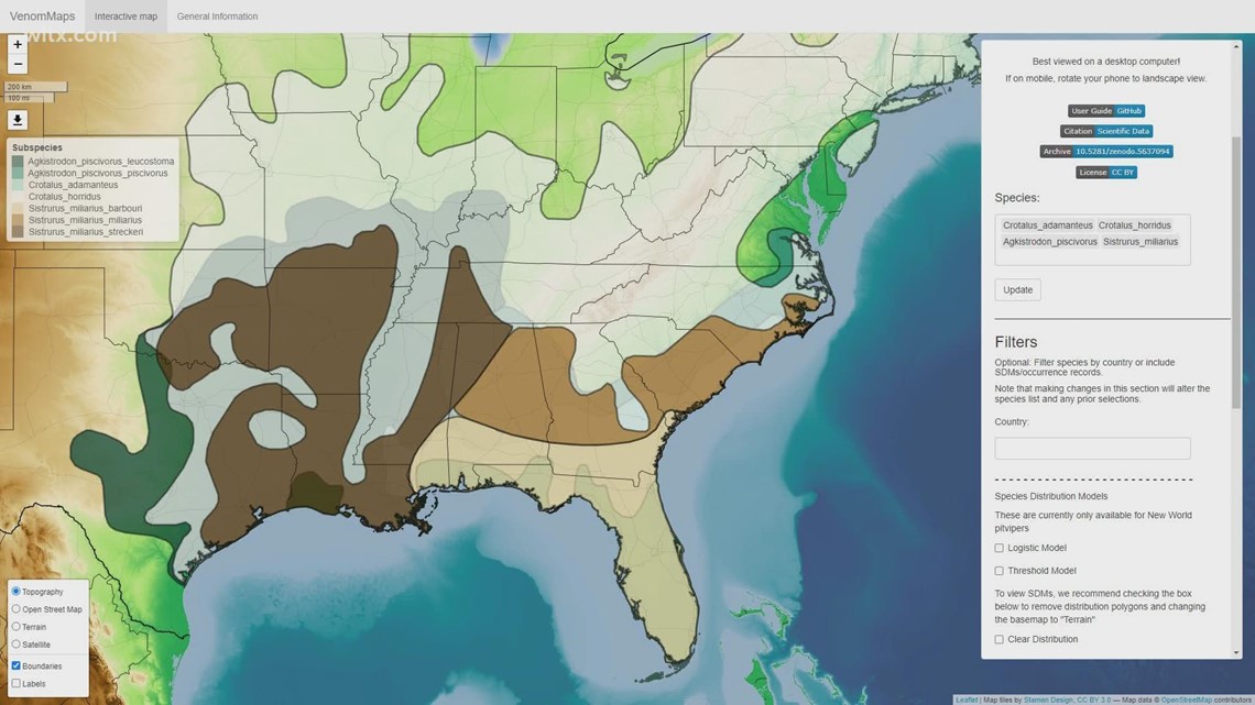 Clemson scientist creates venomous snake map | wltx.com