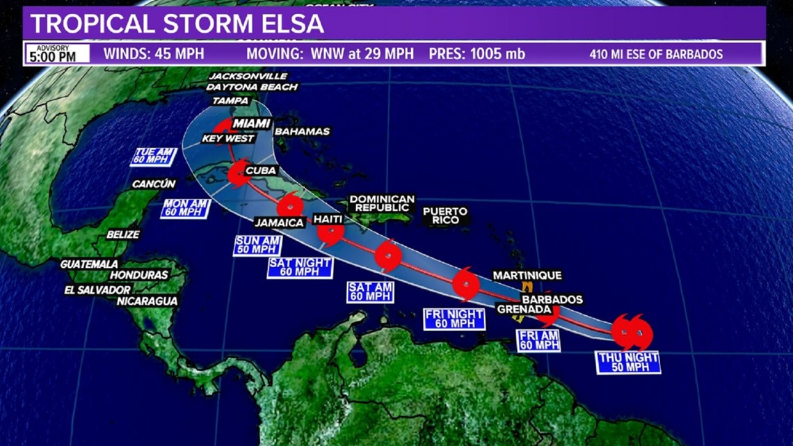 Tropical Storm Elsa Gains Strength | wltx.com