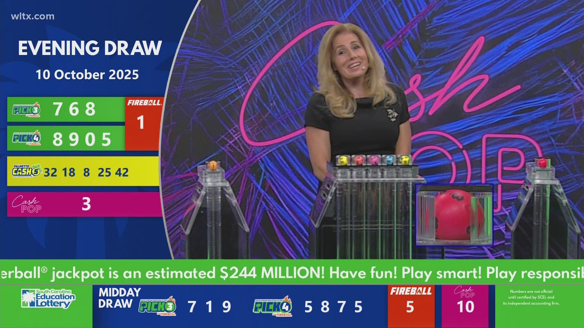 Evening SC winning lottery numbers for October 10, 2025 | wltx.com