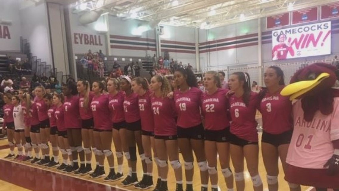 Gamecock volleyball team wins its Dig Pink Match | wltx.com