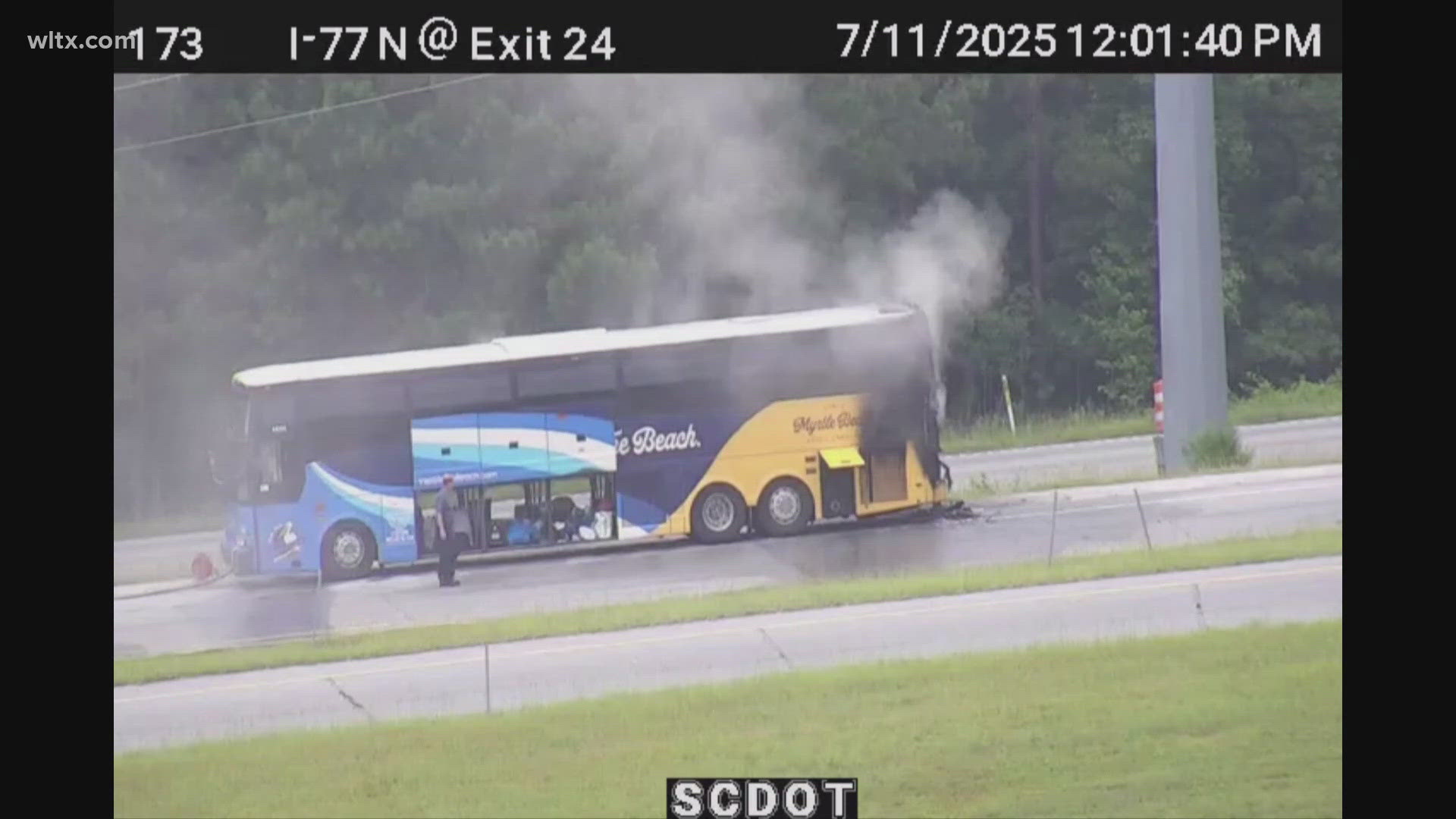 Charter bus fire on I-77 slows traffic near Blythewood, children safe ...