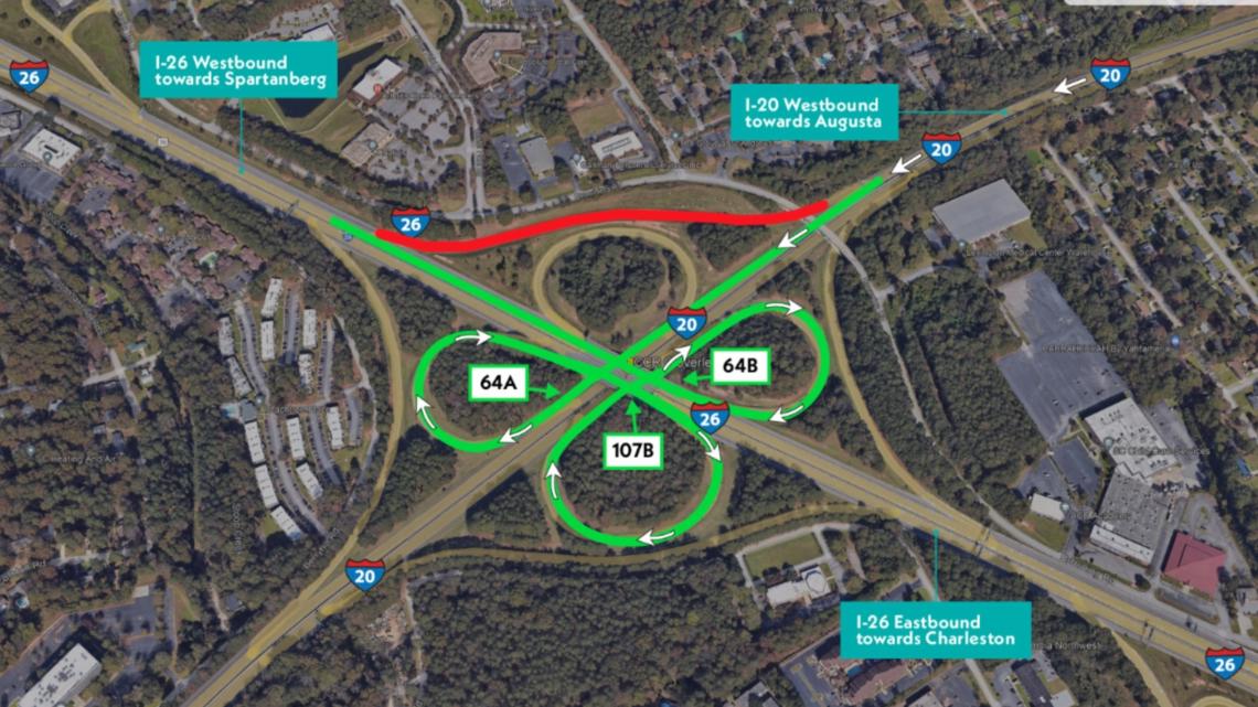 I-20 west ramp to I-26 closes Aug. 16-19 for Carolina Crossroads | wltx.com