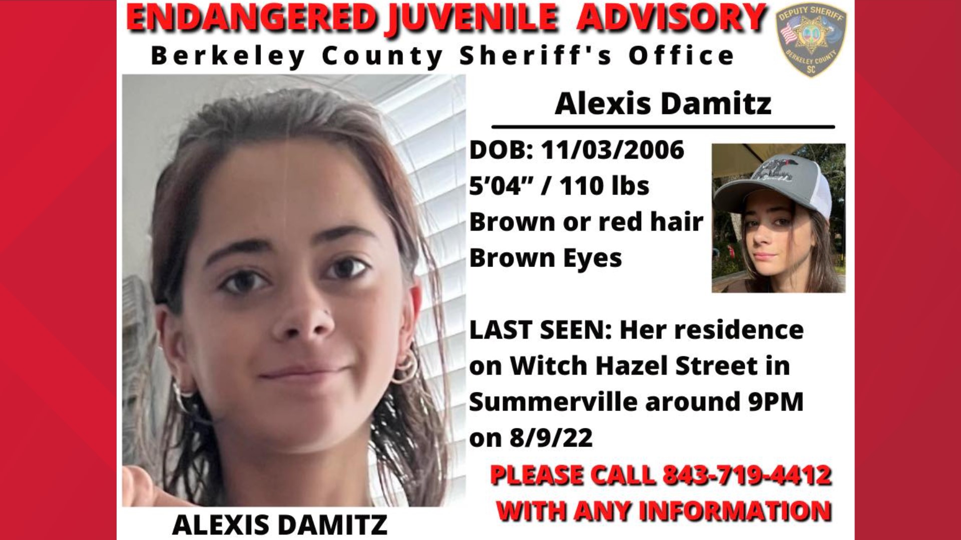 Missing South Carolina teen Alexis Damitz last seen Tuesday | wltx.com