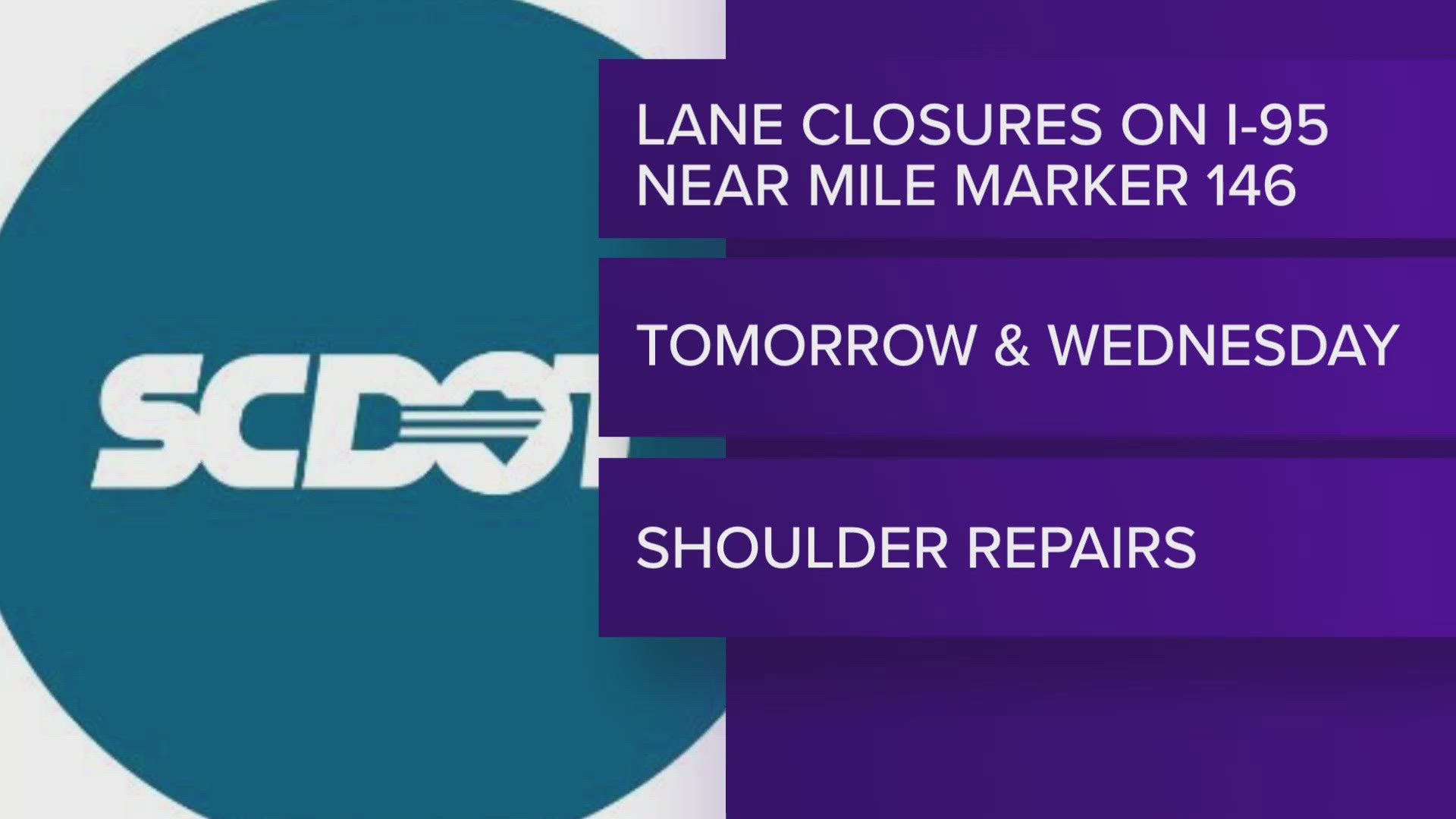 SCDOT to close portion of I-95 South in Sumter County | wltx.com