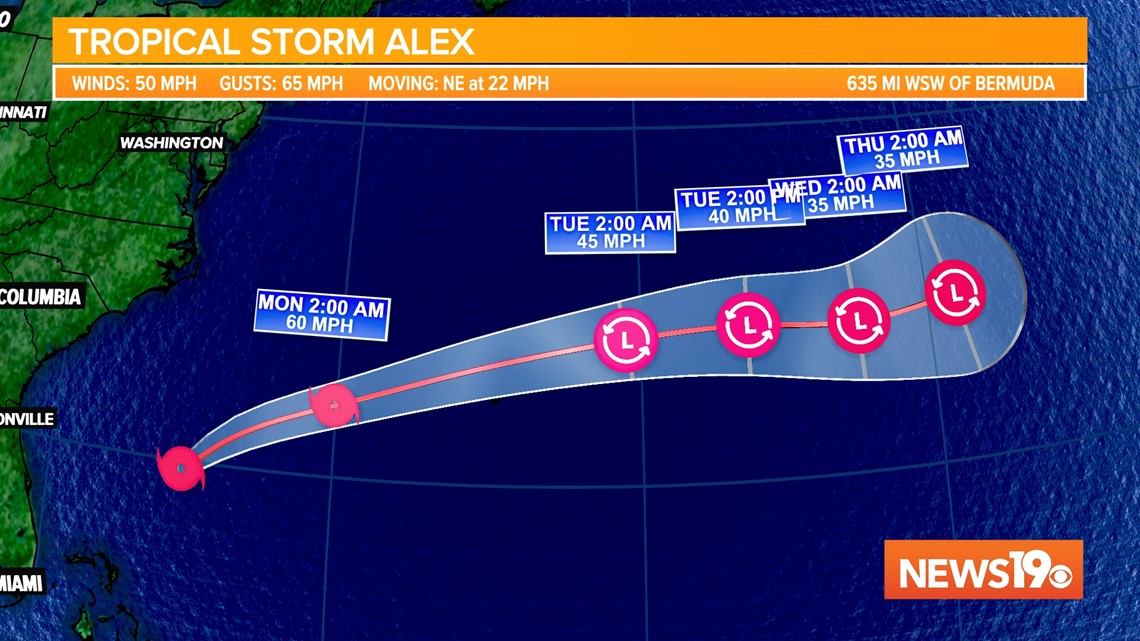Tropical Storm Alex forms in the Atlantic Ocean | wltx.com