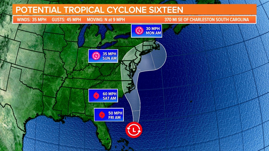 Potential Tropical Cyclone Sixteen forms in the Atlantic | wltx.com