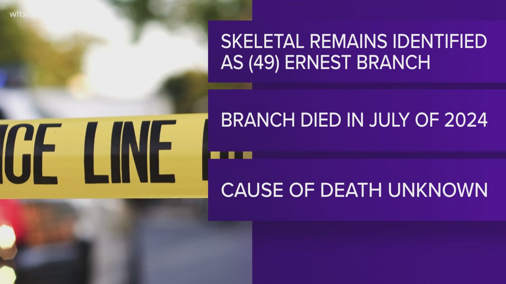 Skeletal remains in Sumter woods identified as Ernest Branch | wltx.com