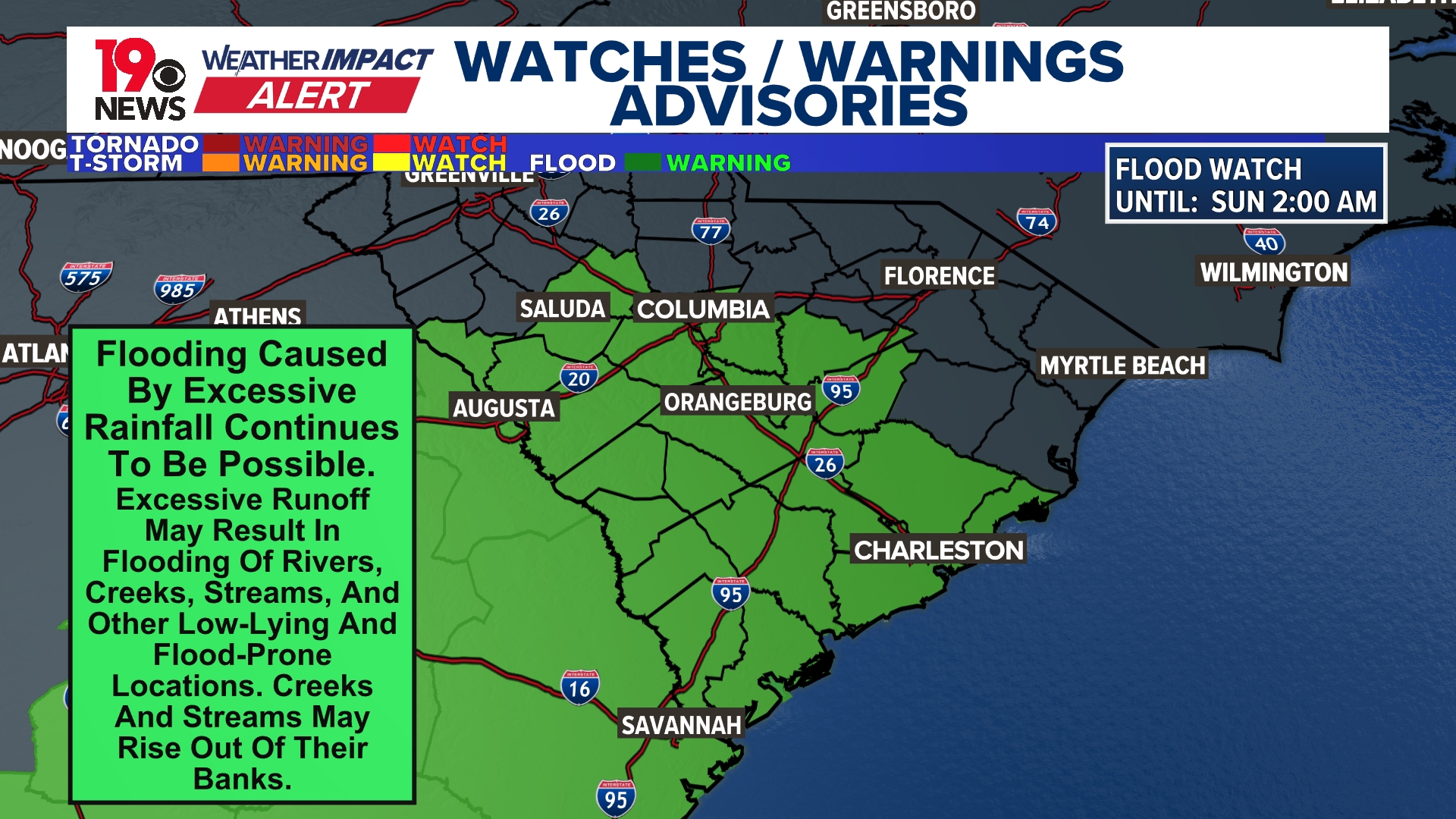 Heavy rain and thunderstorms expected across much of South Carolina ...