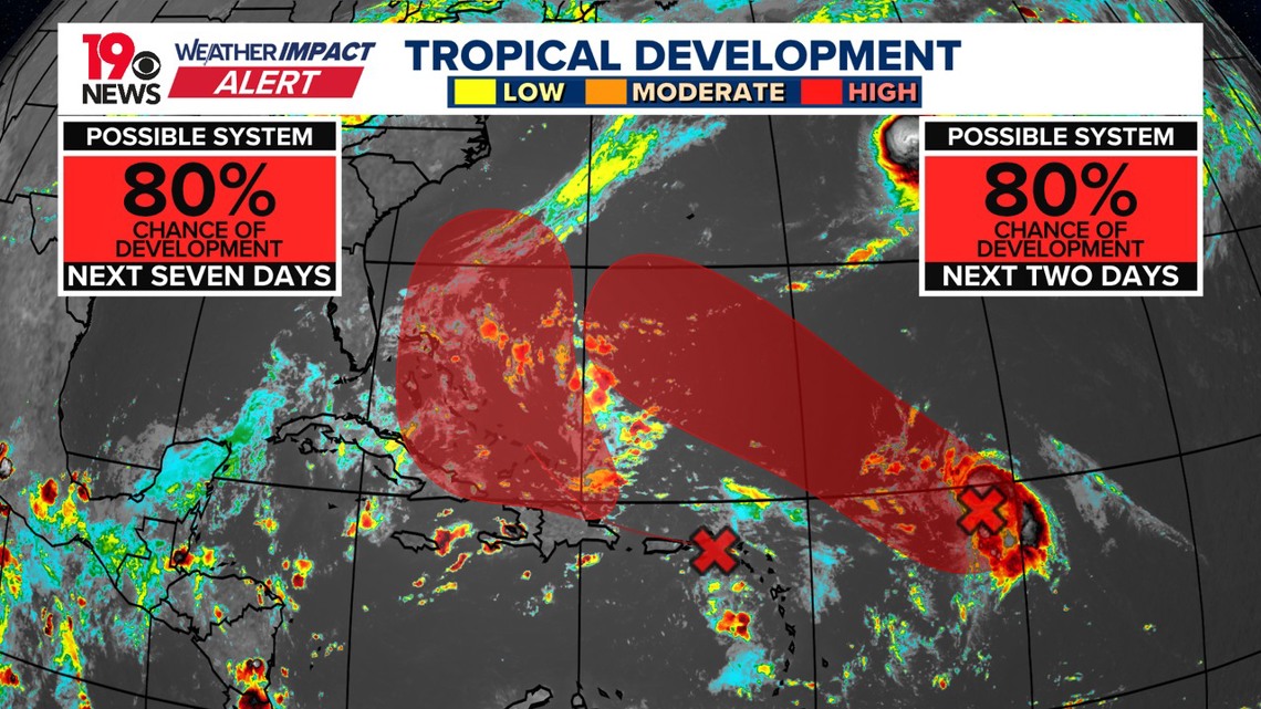 Two developing systems in the Atlantice being watched | wltx.com