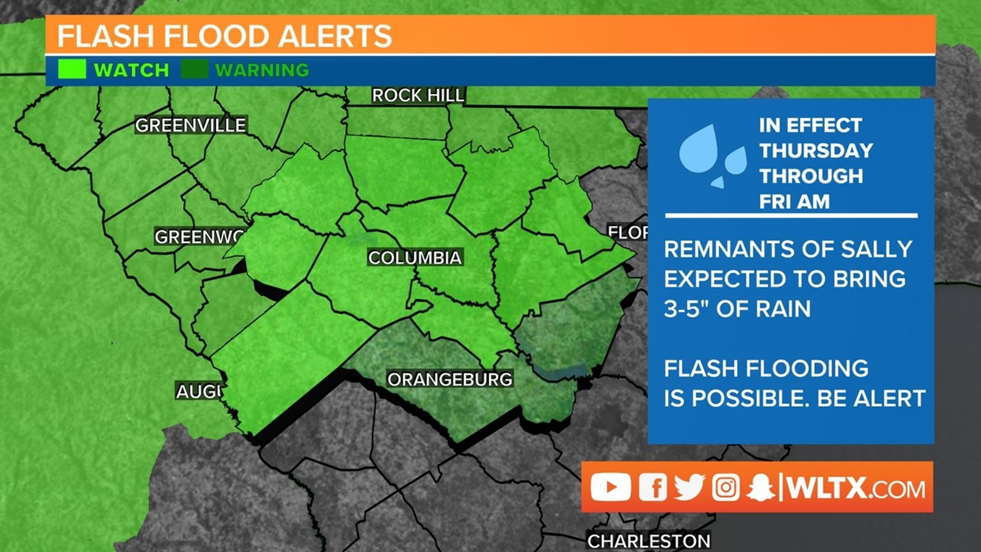 Rain from Sally cause flood alerts in SC Midlands | wltx.com
