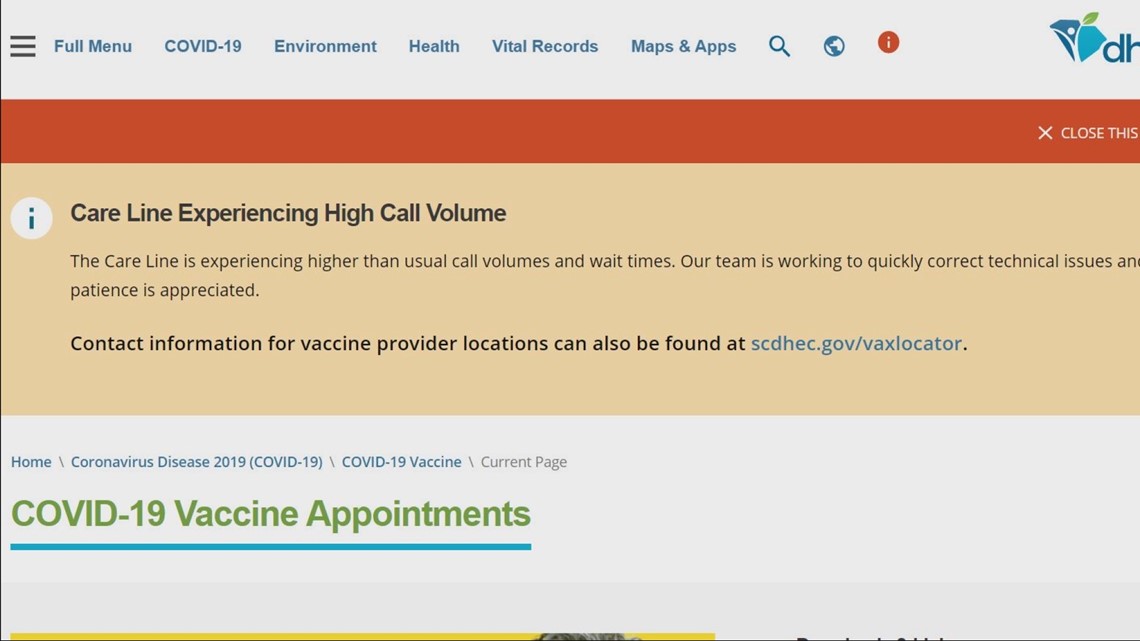 DHEC works to add phone operators for vaccine scheduling | wltx.com