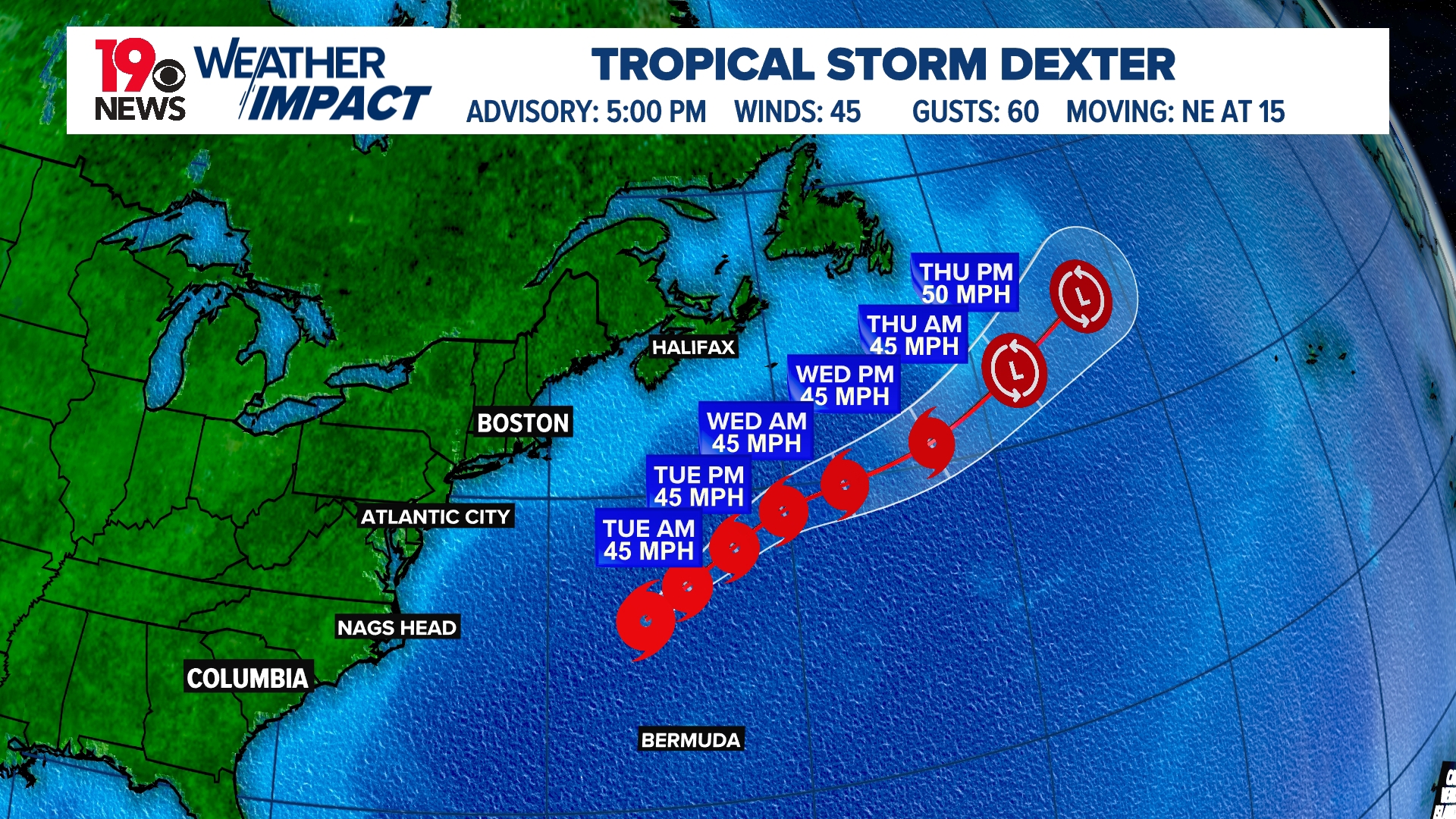 Tropical Storm Dexter stays offshore in the Atlantic | wltx.com
