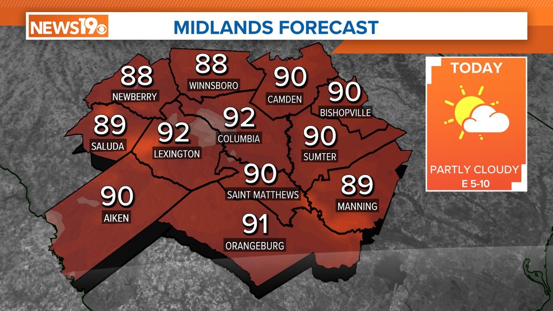Partly cloudy, seasonably hot South Carolina weather | wltx.com