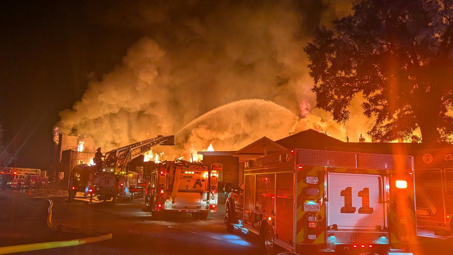 Camden fire destroys former DeRoyal Textile Hermitage Mill Plant ...