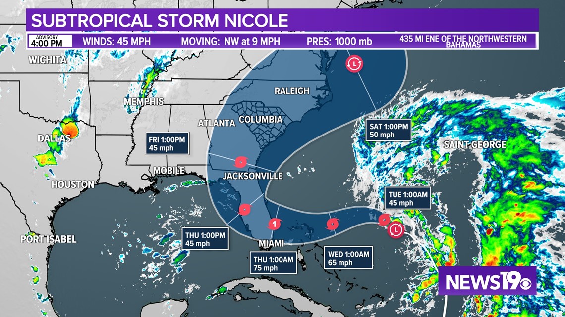 Nicole forms, could impact South Carolina | wltx.com