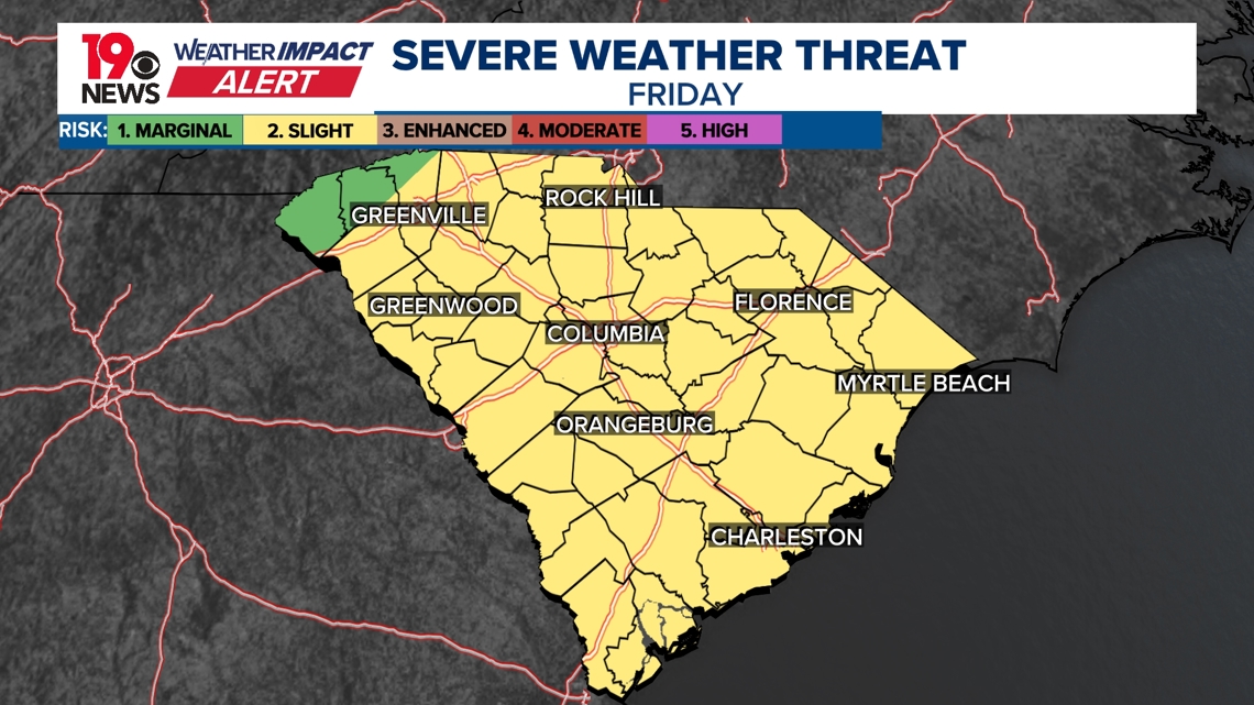 Severe storms with wind, hail, tornado risk possible Friday in SC ...