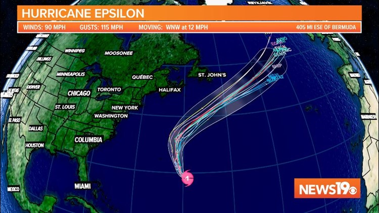 Hurricane Epsilon strengthens in the Atlantic | wltx.com