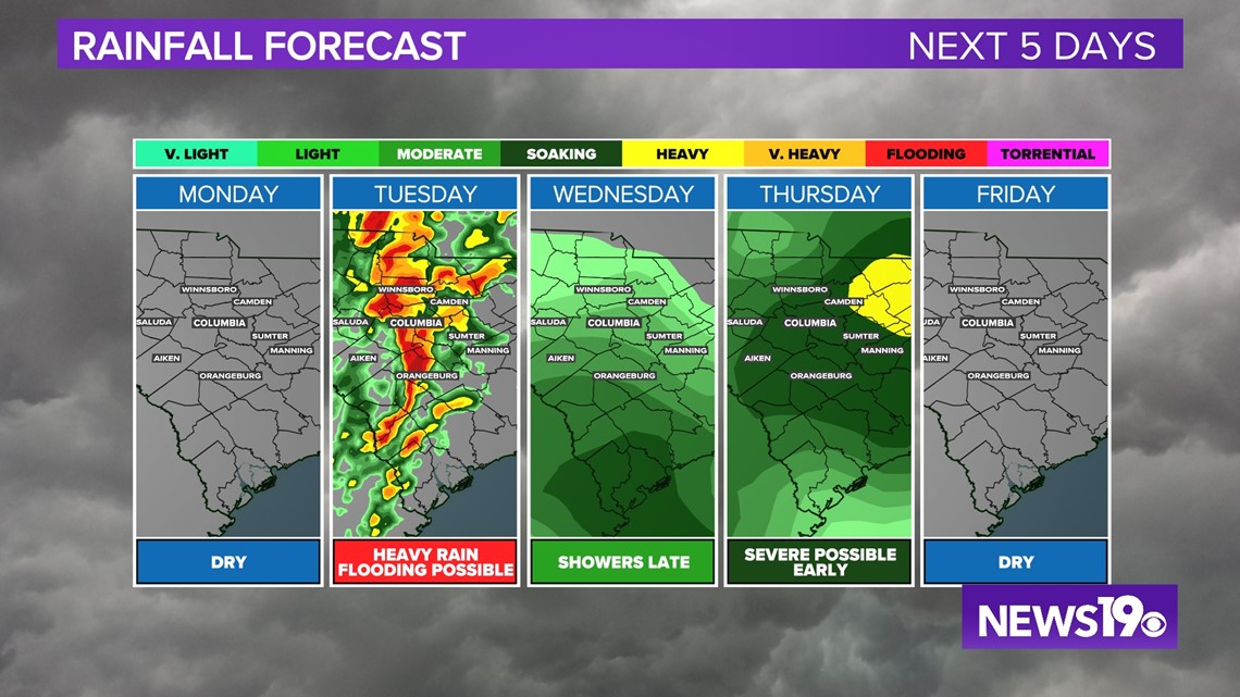 South Carolina weather on Tuesday and Wednesday brings heavy rain ...