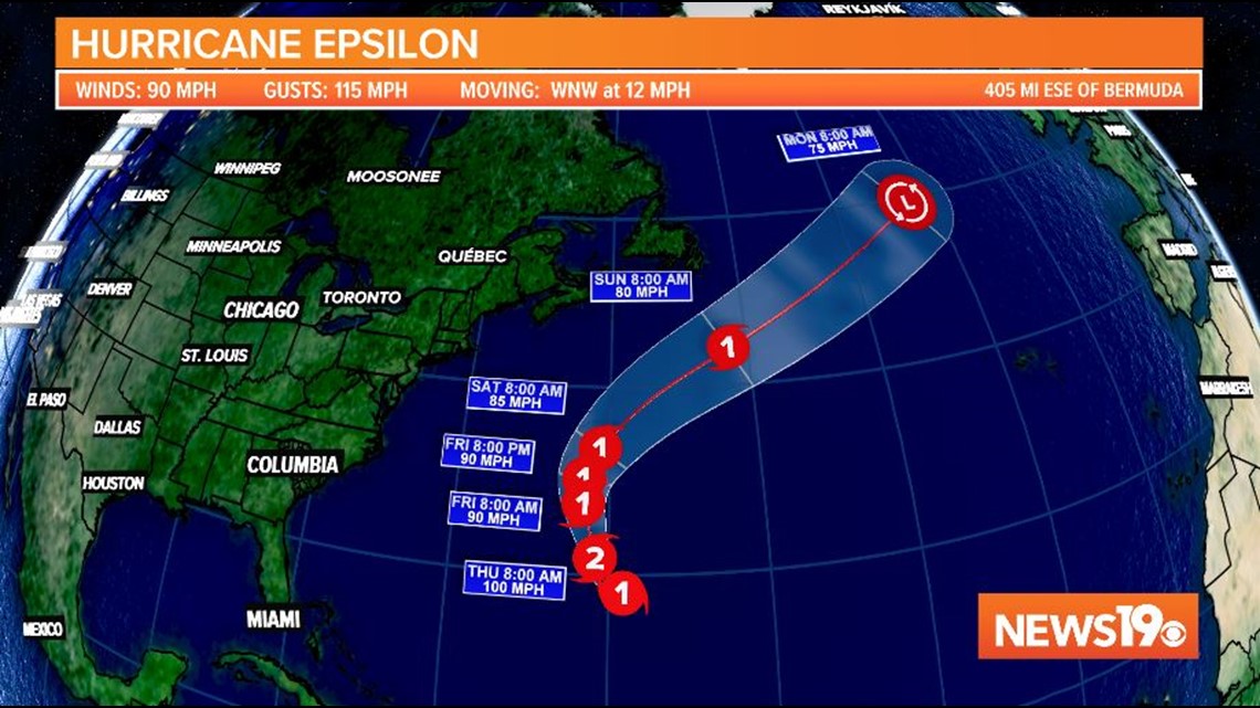 Hurricane Epsilon strengthens in the Atlantic | wltx.com