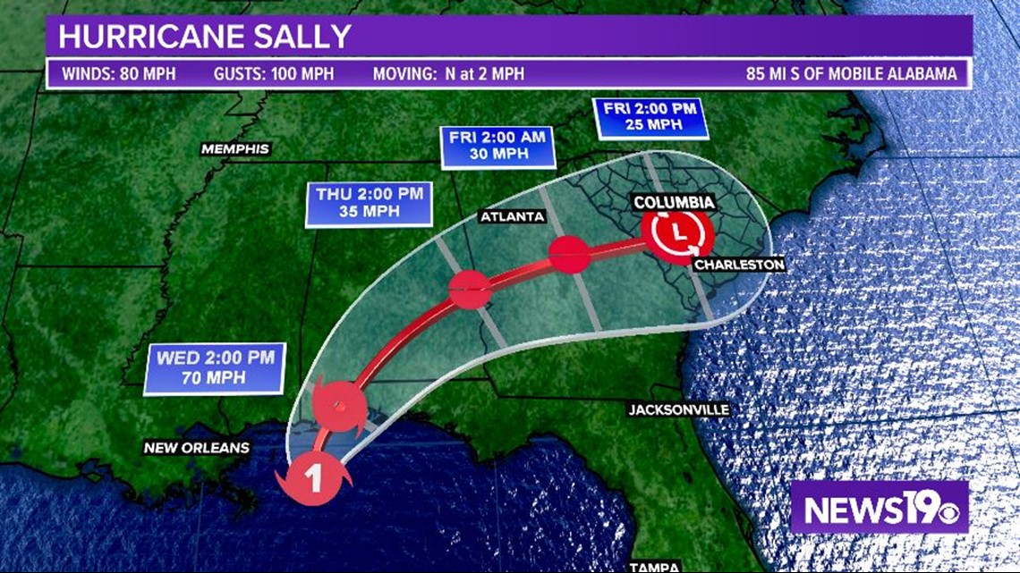 Heavy rainfall possible as Sally moves towards the Midlands | wltx.com