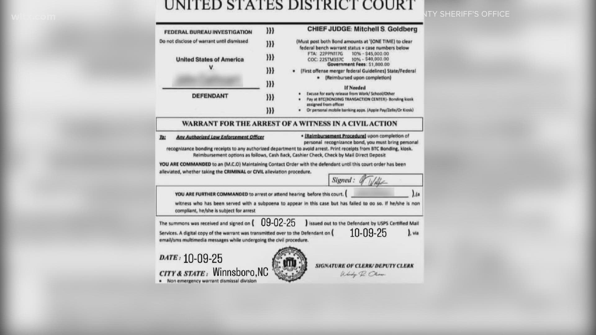 Fake warrant scam targets Fairfield County | wltx.com