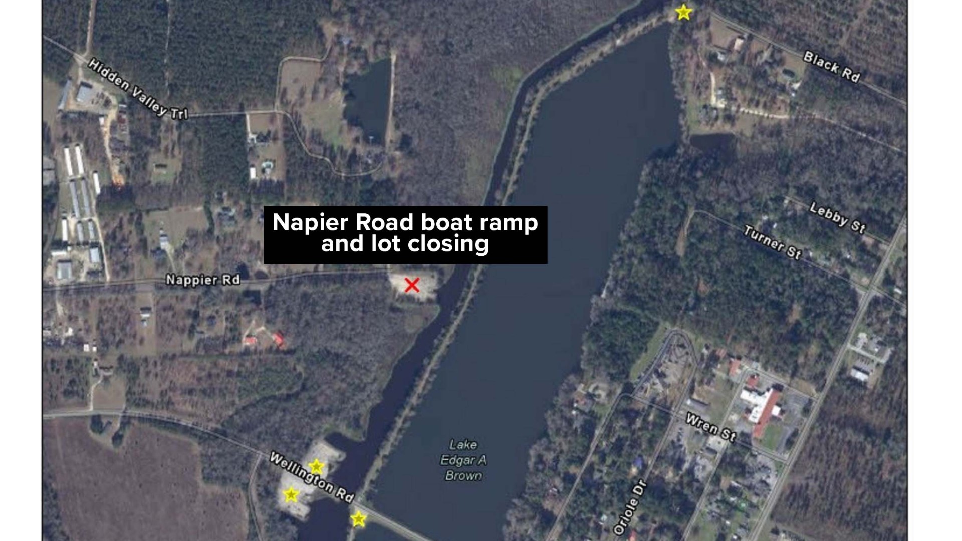 SCDNR closes boat ramp at Barnwell's Lake Edgar Brown | wltx.com