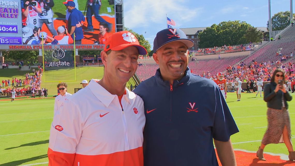 Clemson defeats Virginia 48-31 on a day when former Tiger Tony Elliott returns to Death Valley ...
