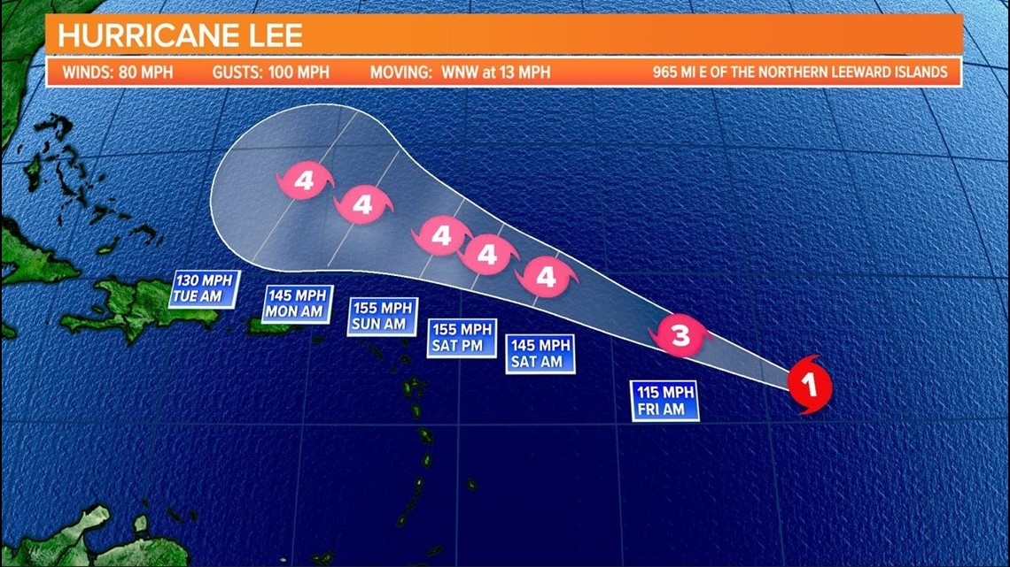 Hurricane Lee continues to gain strength, set to become 3rd major ...