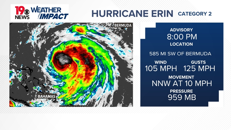 Hurricane Erin maintains Category 2 status near Bermuda | wltx.com