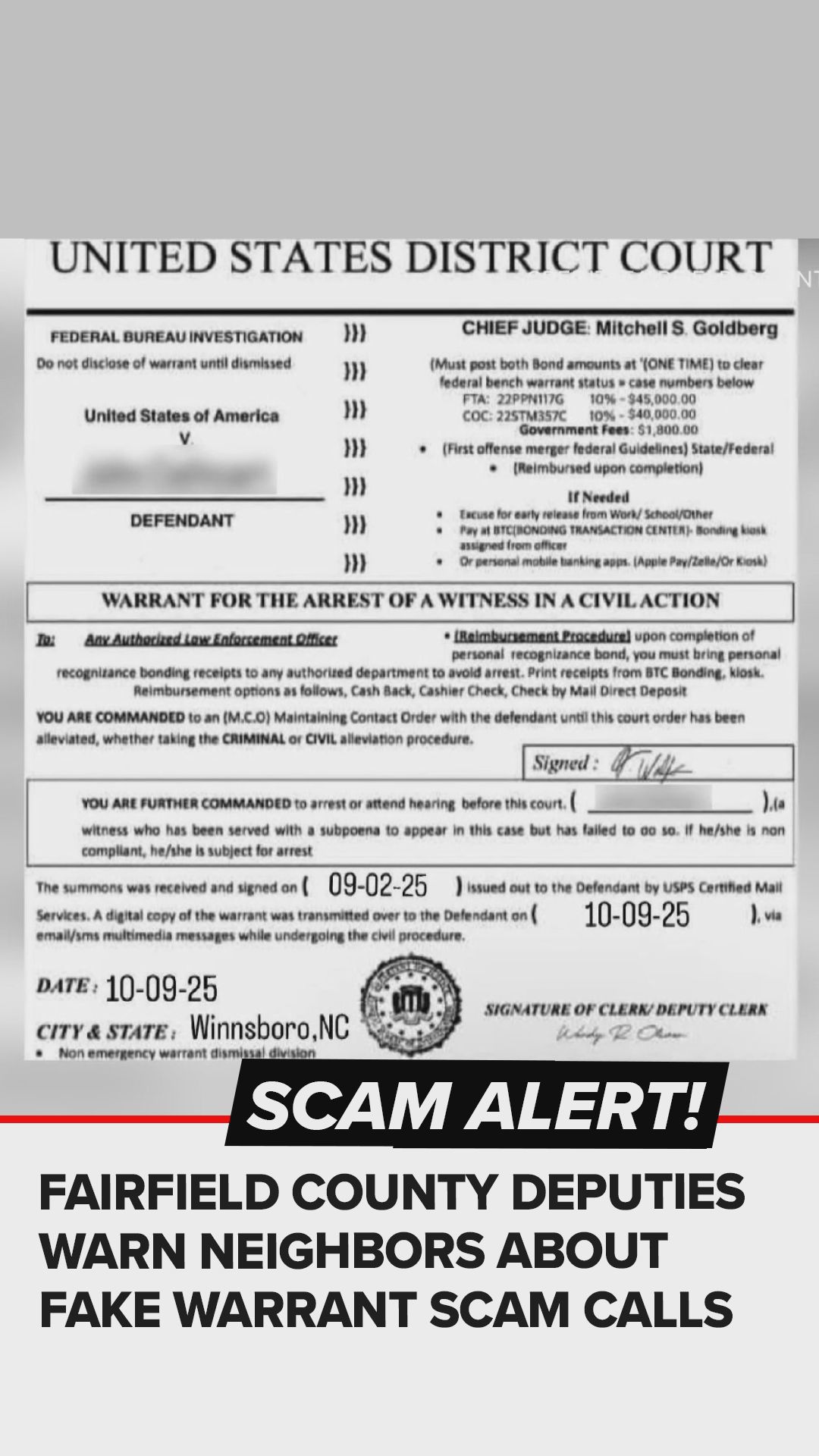 Fairfield County deputies warn neighbors about fake warrant scam calls ...