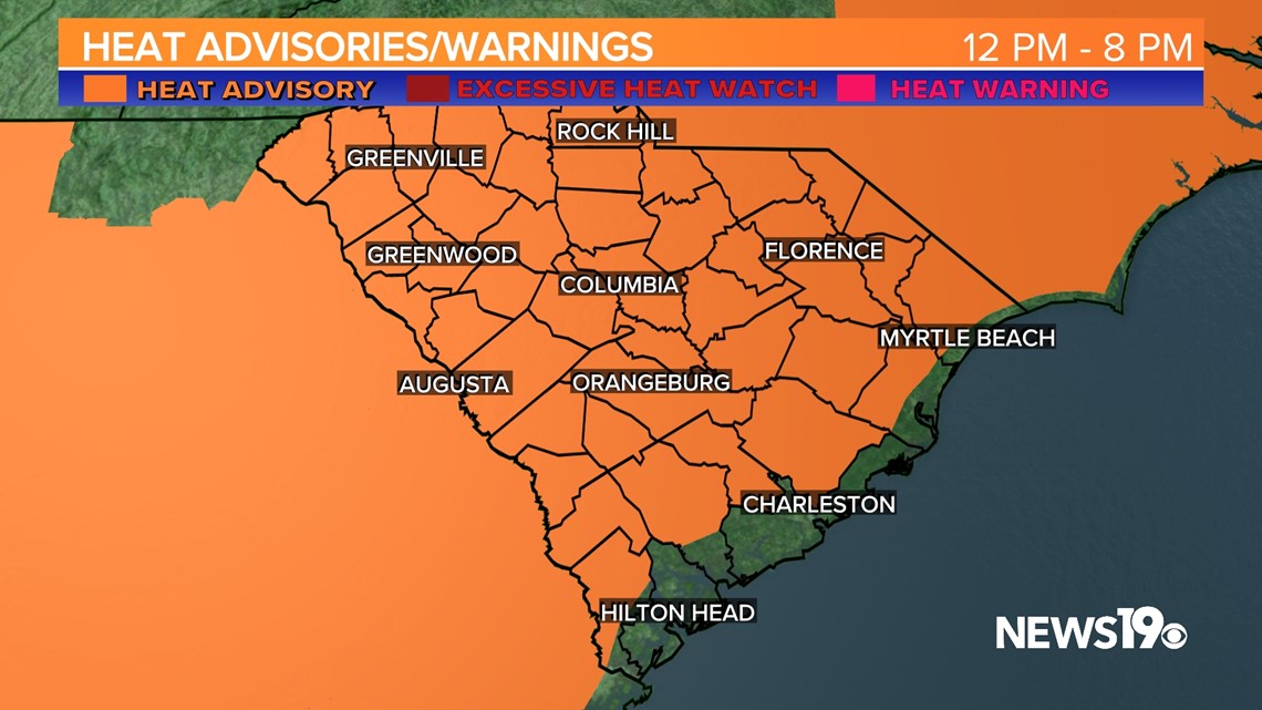 Heat Advisory issued in South Carolina, feels like the 100s today ...