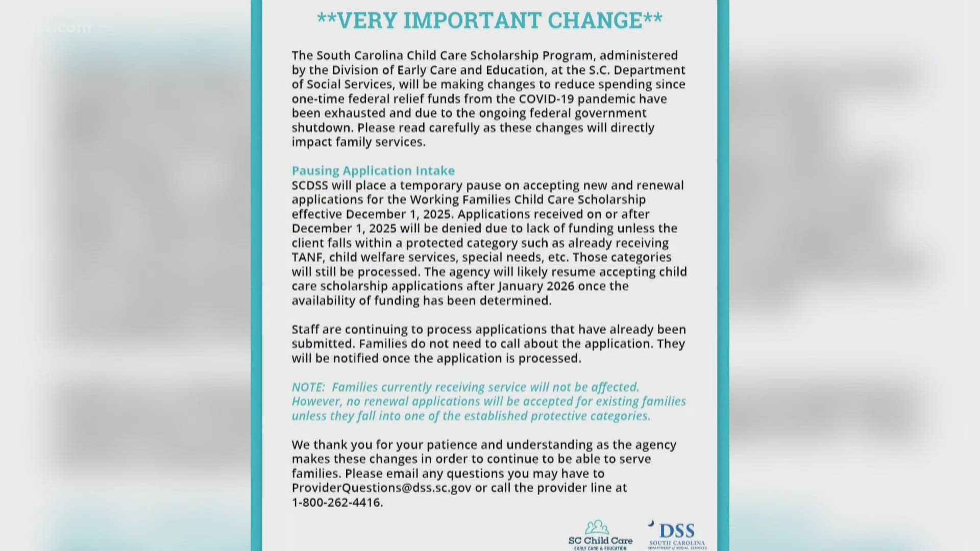SC Child Care Scholarship Program pauses new applications amid funding ...