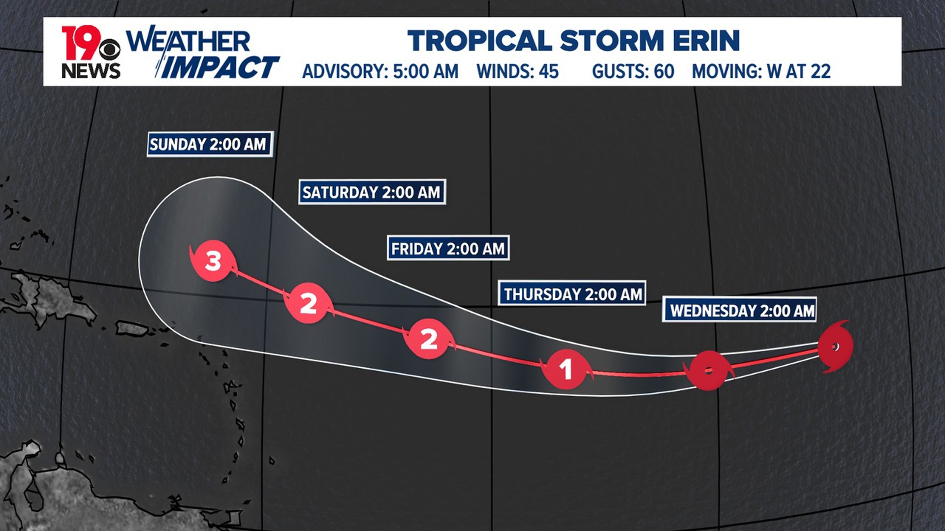 Tropical Storm Erin maintains strength with potential for more ...