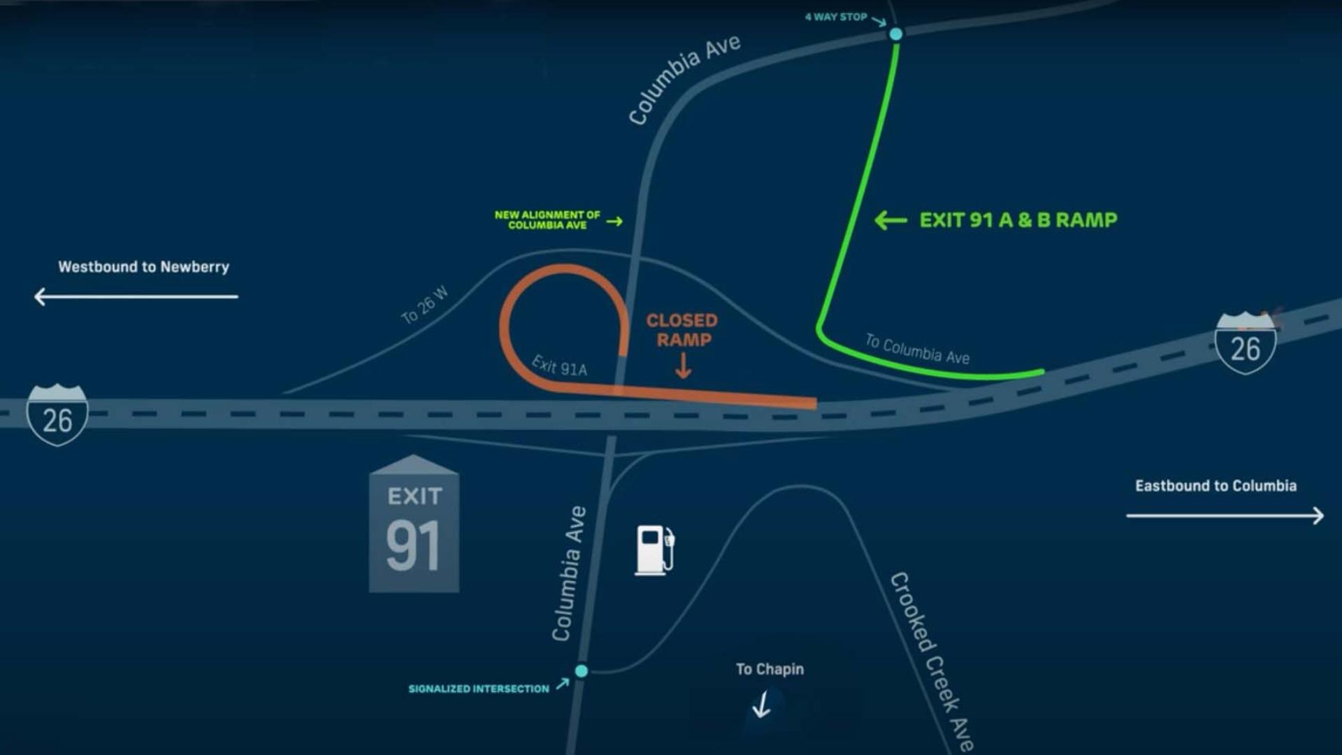 SCDOT temporarily closes I-26W Chapin exit ramp for construction | wltx.com